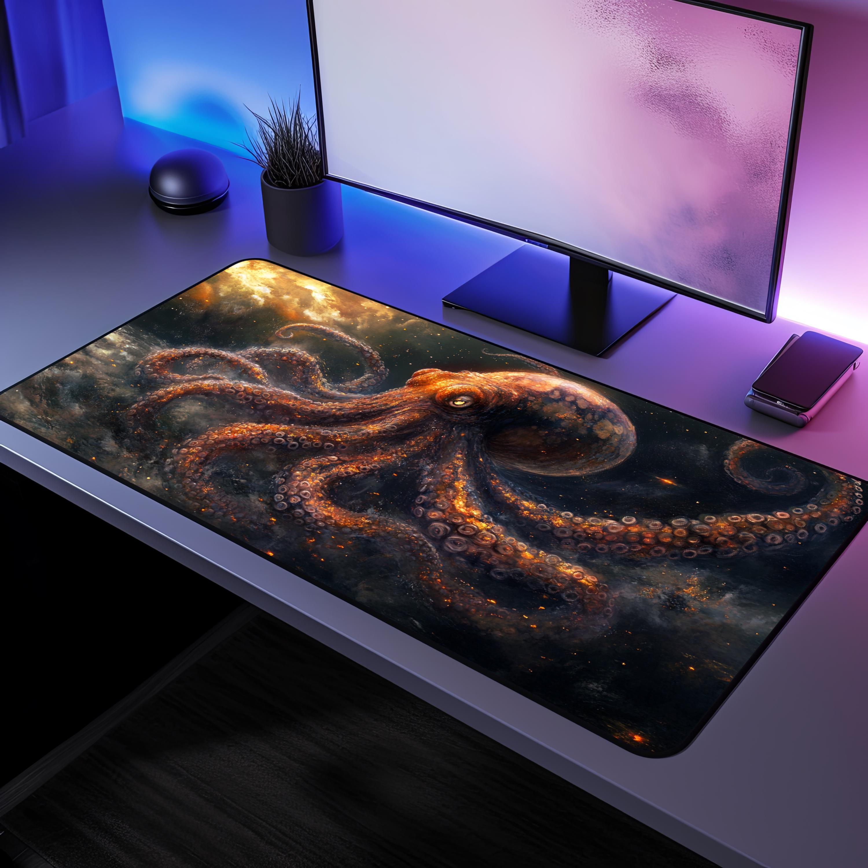 Mystic Octopus Desk Mat - Nautical Workspace Decor, Large Mouse Pad ...