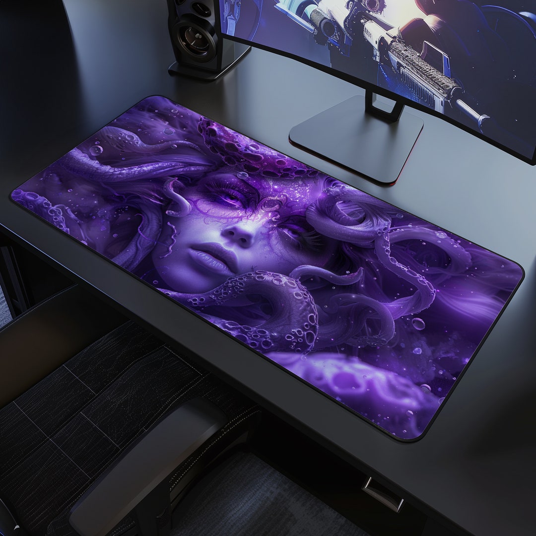 Purple Medusa Fantasy Art Gaming Desk Mat Mousepad XL, Oversized Desk ...