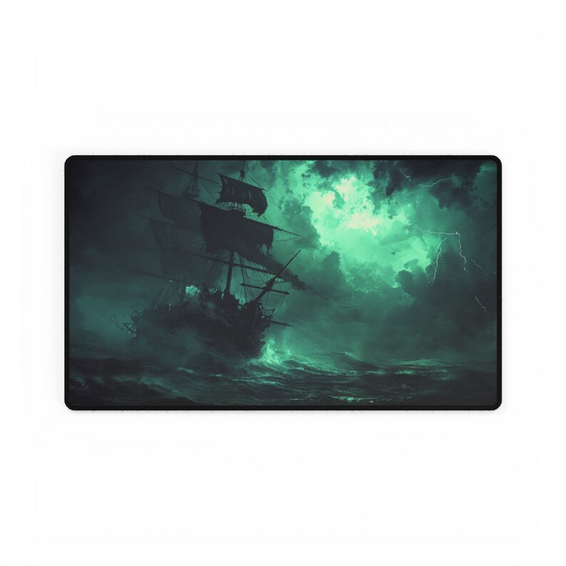 Pirate Ship Desk Mat - Ocean Office Decor, Large Mouse Pad, Fantasy ...
