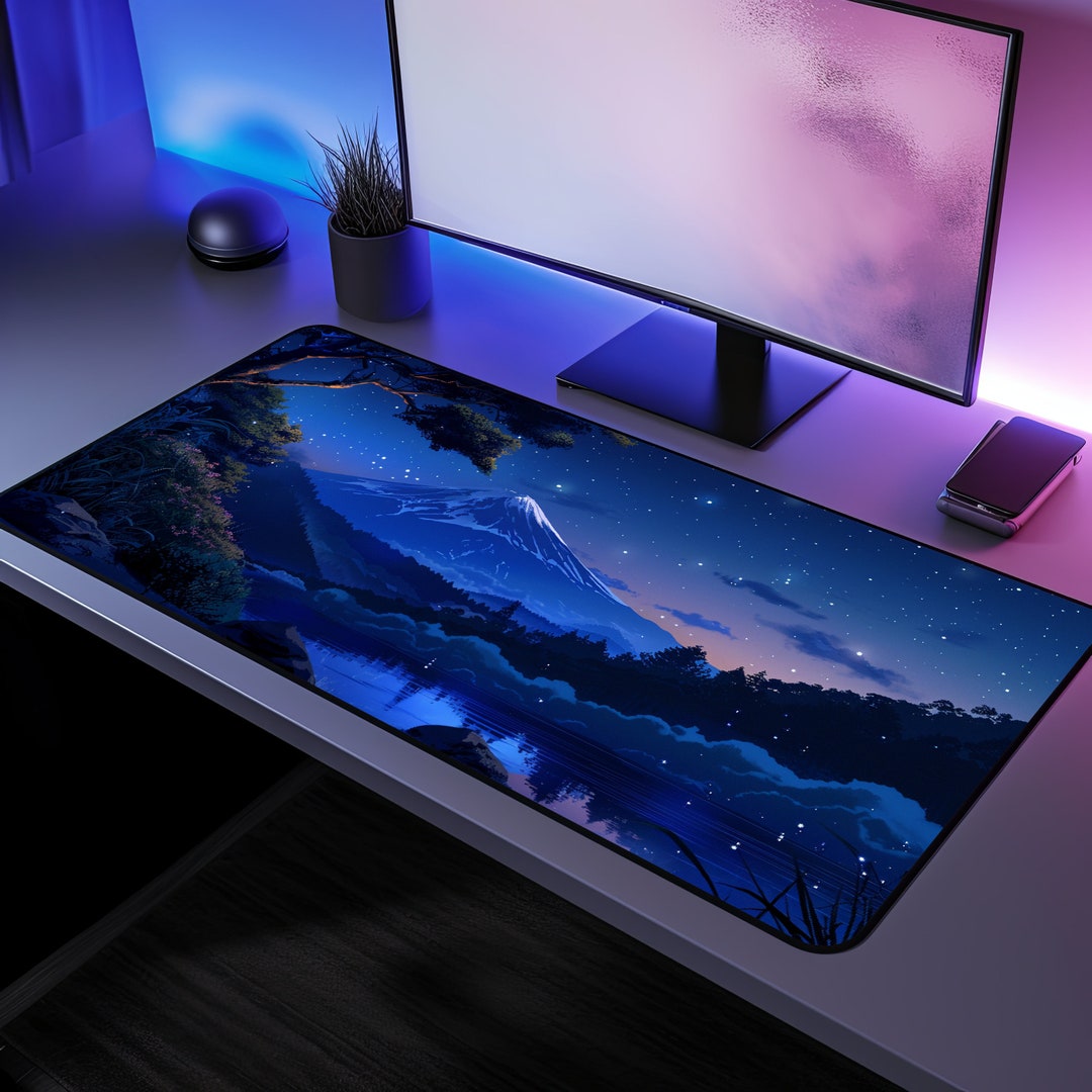 Midnight Fuji Mouse Pad | Japanese Mountain Desk Mat | Japanese Gaming ...