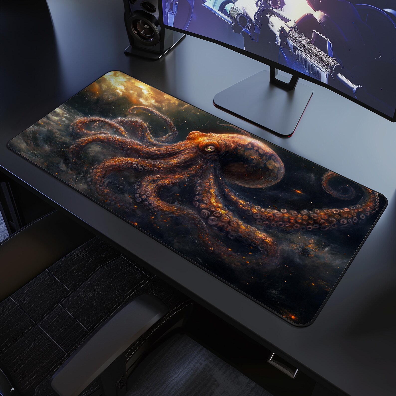 Mystic Octopus Desk Mat - Nautical Workspace Decor, Large Mouse Pad ...