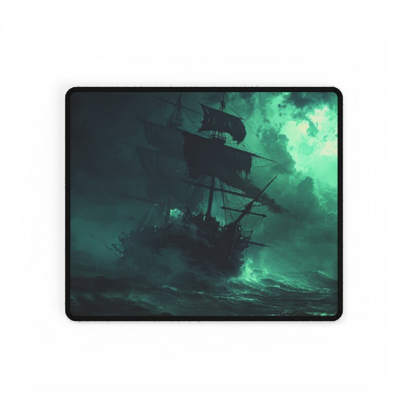 Pirate Ship Desk Mat - Ocean Office Decor, Large Mouse Pad, Fantasy ...
