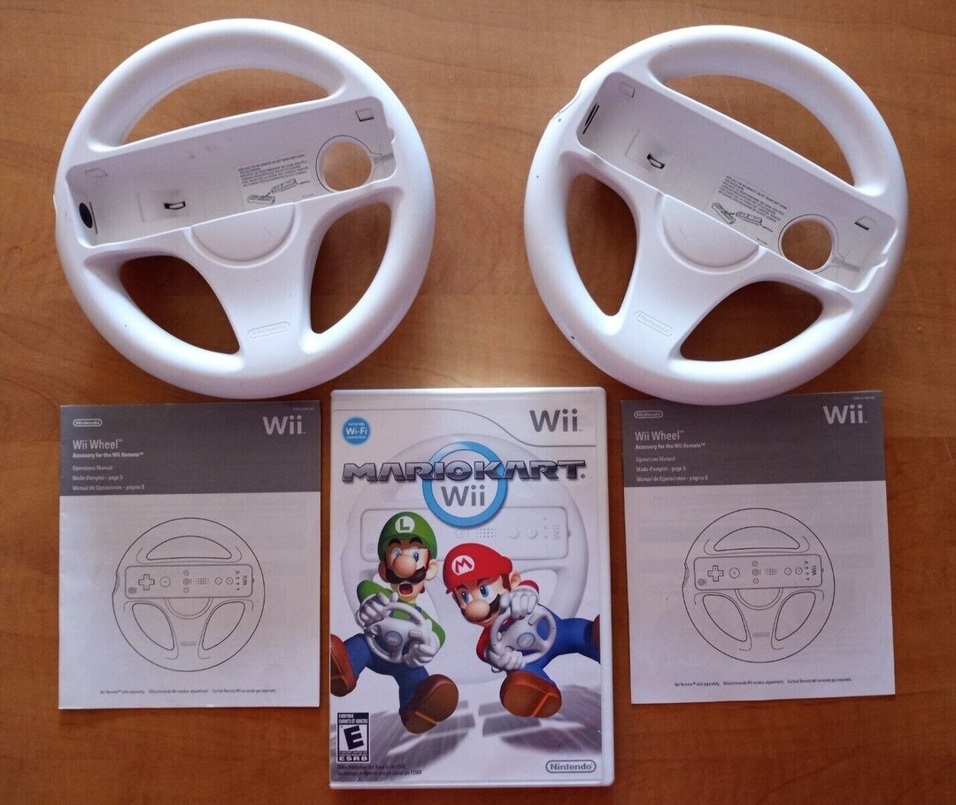 Mario Kart Wii Pack : 2 Wheels/volants Mario Kart Wii Game Family Pack ...