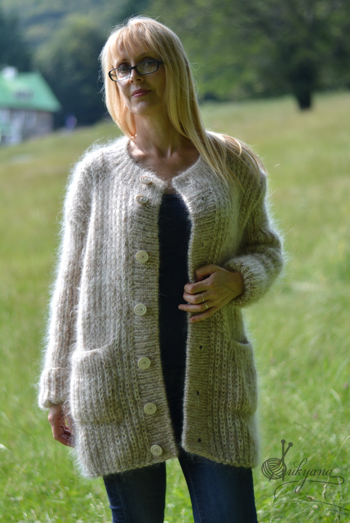 Handgemachte Mohair Strickjacke Hand Gestrickte Mohair Jacke Etsy De