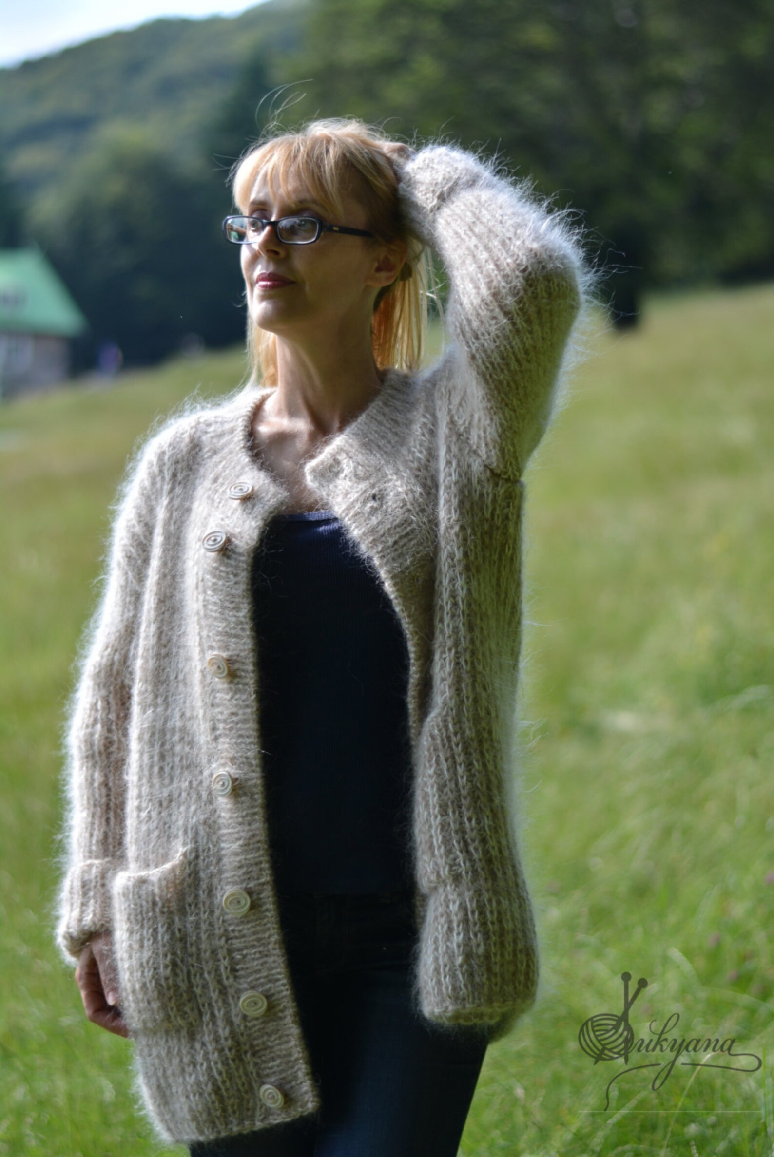 Handgemachte Mohair Strickjacke Hand Gestrickte Mohair Jacke Etsy De