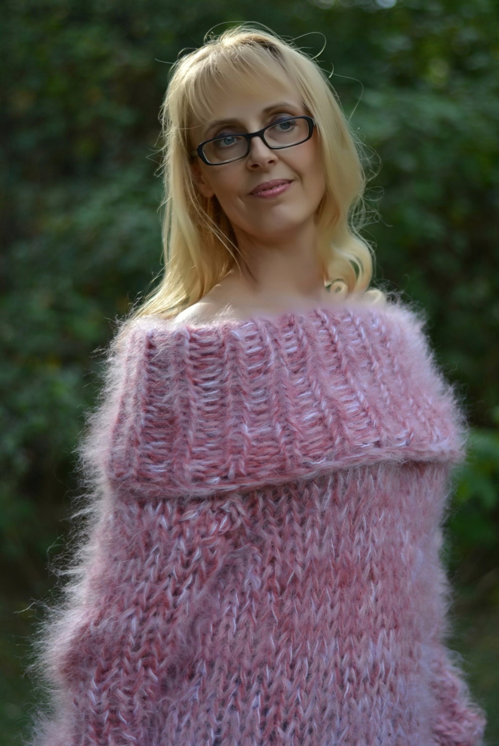 Handknit Mohair Sweater Handmade Jumper Mohair Cowlneck - Etsy