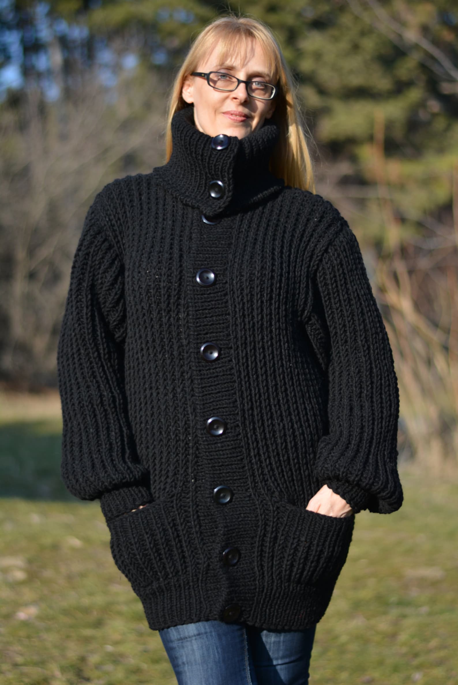 Handmade Wool Cardigan Handknit Wool Coat Mens Cardigan Wool Jumper ...