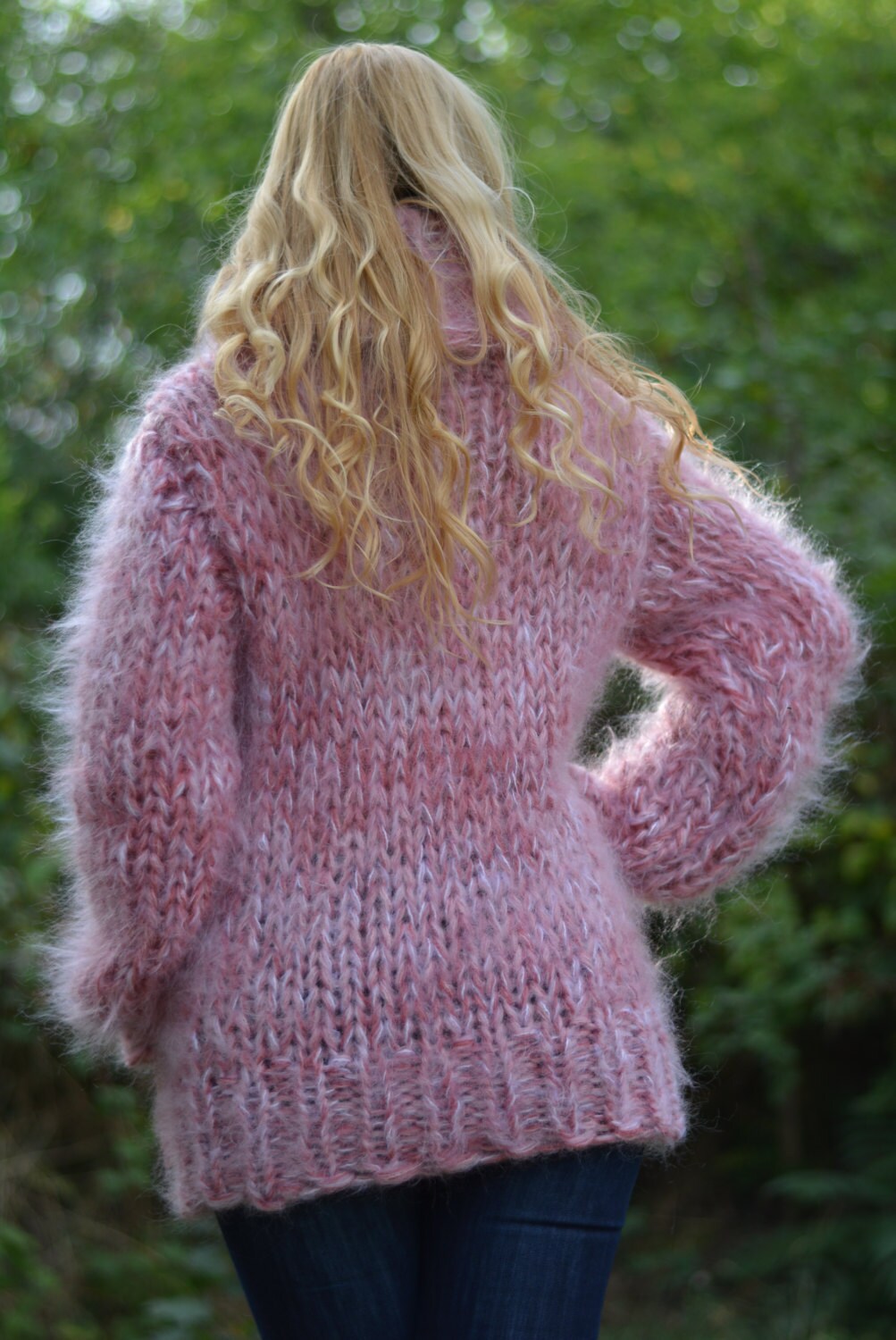 Handknit Mohair Sweater Handmade Jumper Mohair Cowlneck - Etsy