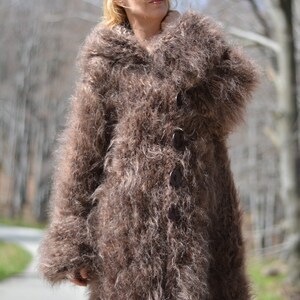 Hand Knitted Mohair Coat Chunky Mohair Cardigan Handmade Mohair Hoody ...
