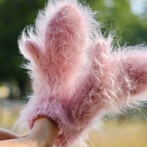 ORDER Handmade Mittens Hand Knitted Mohair Mittens Thick Fuzzy Muffs ...