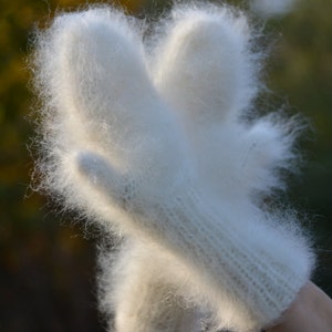 ORDER Handmade Mittens Hand Knitted Mohair Mittens Thick Fuzzy Muffs ...