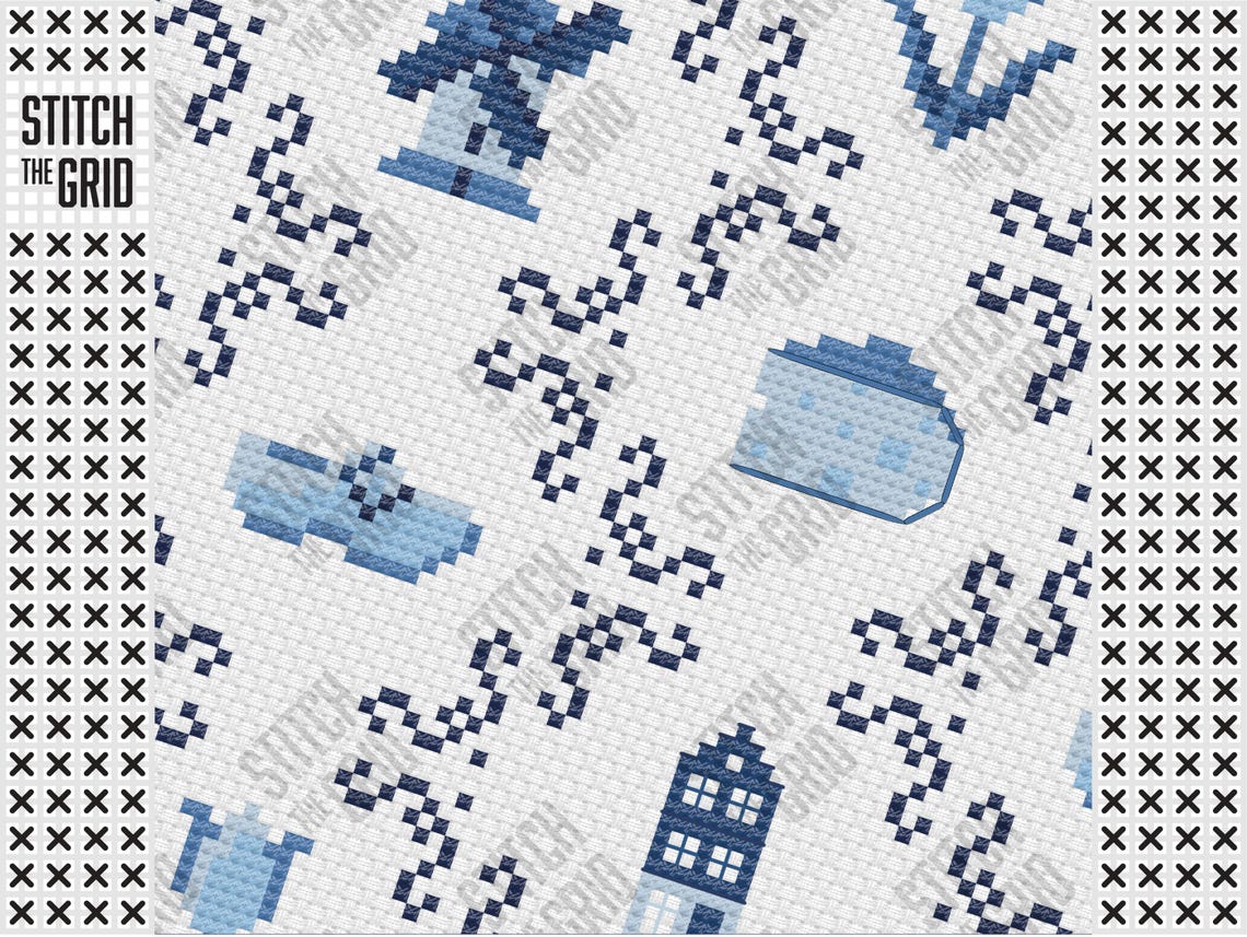 Dutch Mini Cross Stitch Patterns • Delft Blue Bundle • Modular Minis - Etsy