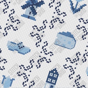 Dutch Mini Cross Stitch Patterns • Delft Blue Bundle • Modular Minis - Etsy