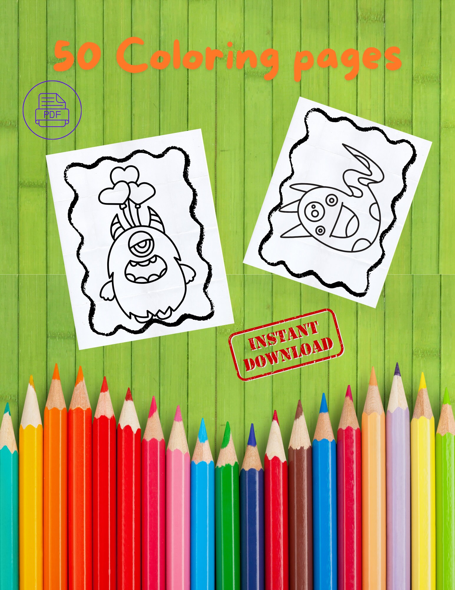 Bold & Easy Coloring Pages | 50 Coloring Pages | Instant Download Pdf ...