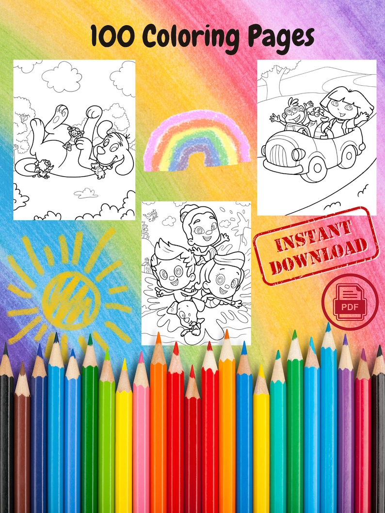 100 Cartoon Mix Coloring Pages/ Printable/ Fun Coloring Pages - Etsy