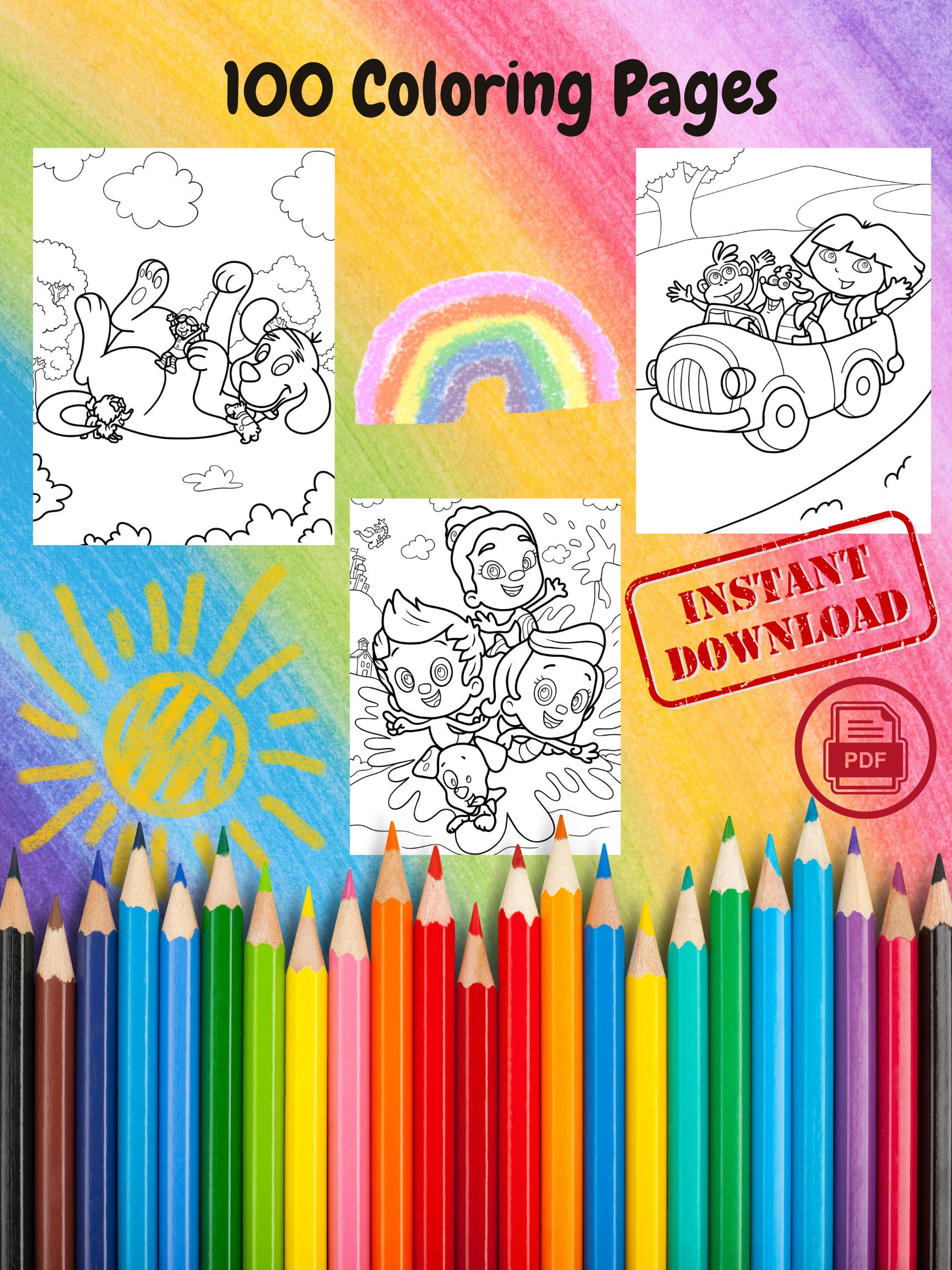 100 Cartoon Mix Coloring Pages/ Printable/ Fun Coloring Pages - Etsy