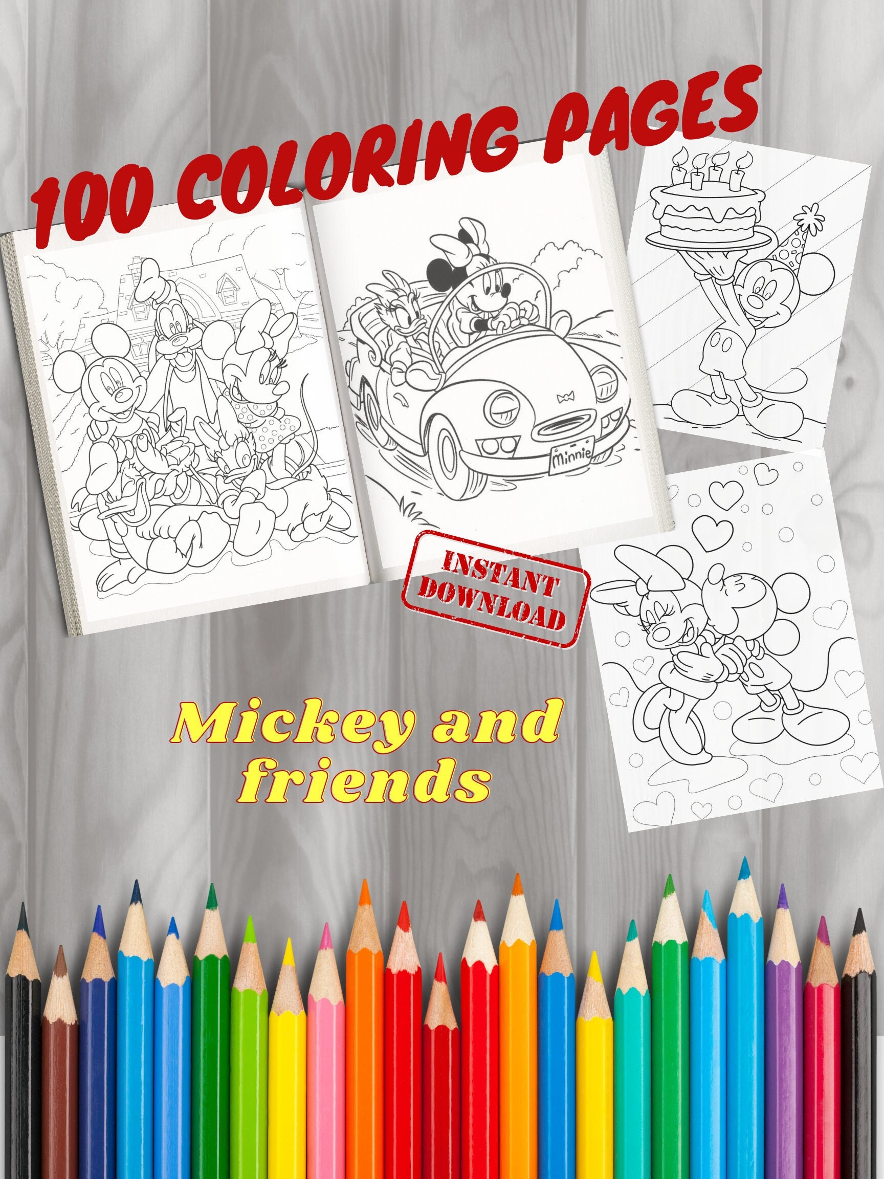 100 Mickey and Friends Coloring Pages - Etsy