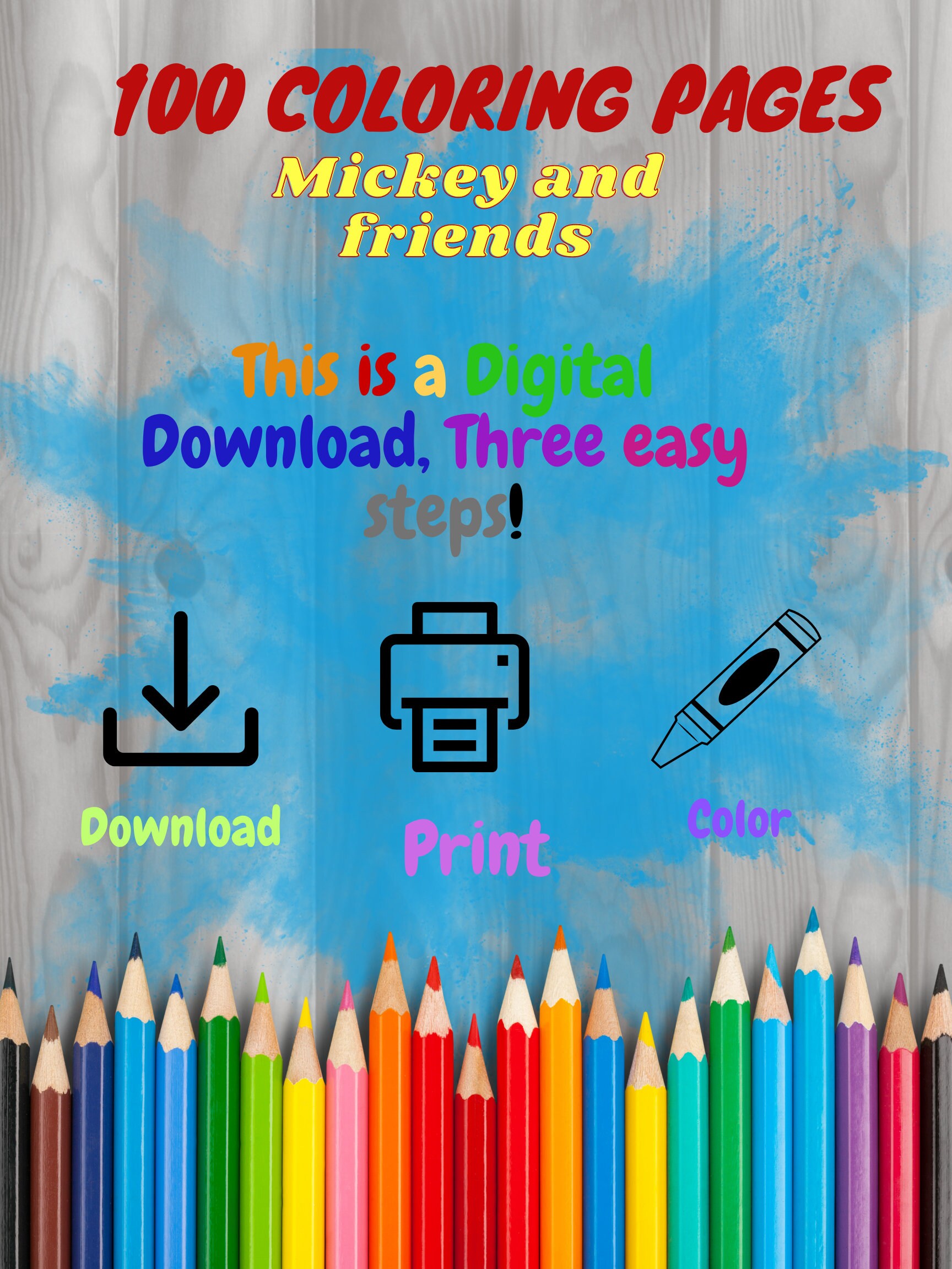 100 Mickey and Friends Coloring Pages - Etsy