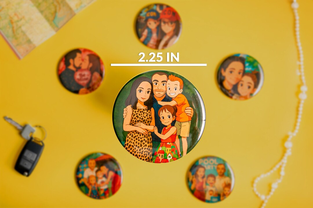 Custom Button Anime Magnets 2.25 Round Premium Handmade Fan Art Fridge ...