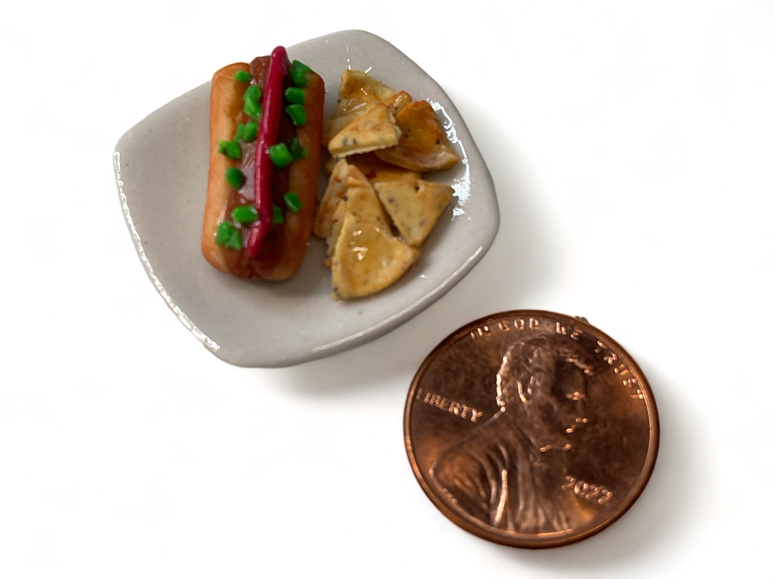 Miniature Dollhouse Hot Dog With Tortilla Chips 1:12 Scale - Etsy