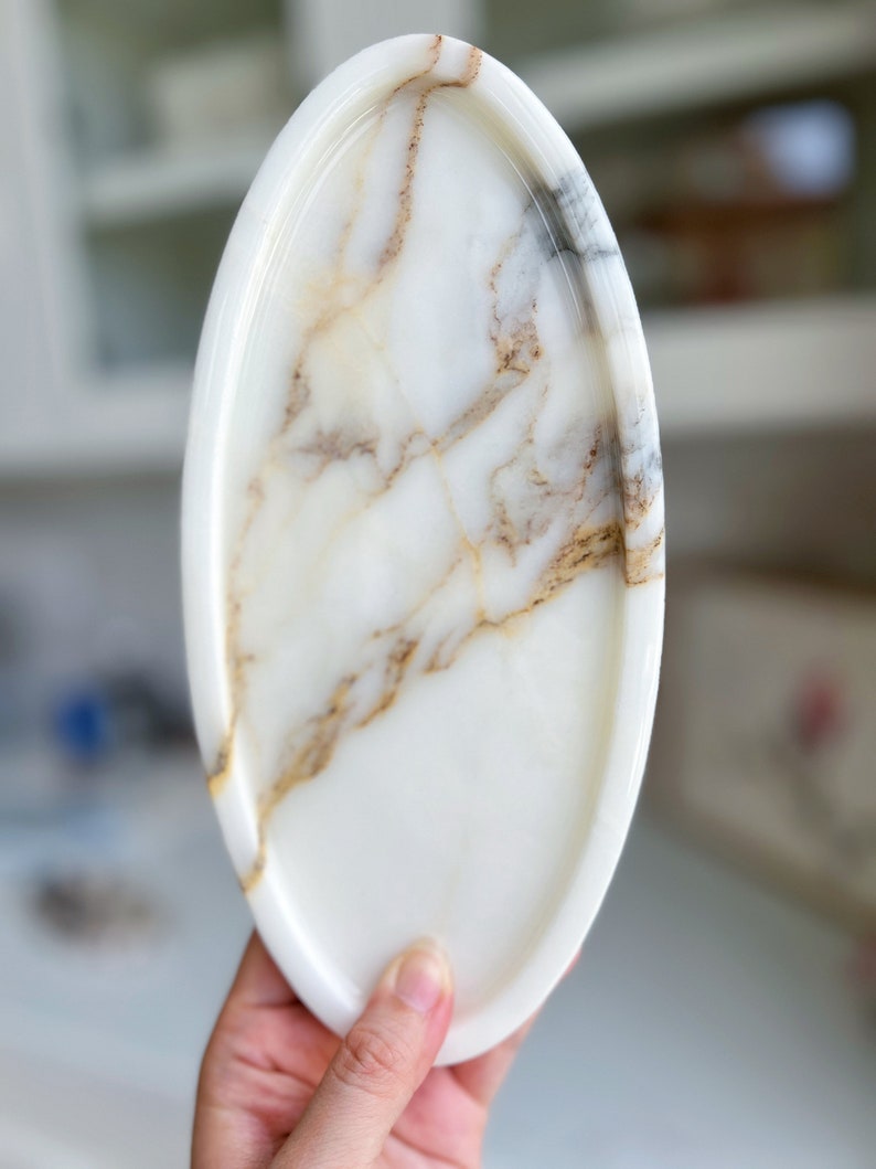 Marble Coffee Table Tray , Jewelry Trinket Tray, Vanity Tray ,oval ...