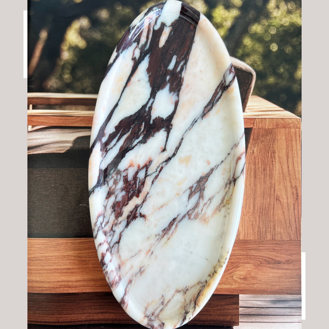 Viola Marble Coffee Table Tray , Jewelry Trinket Tray, Vanity Tray Oval ...