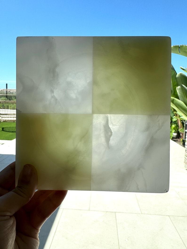 Checkered Marble Catchall ,travertine and Jade Onyx Round Vanity Tray ...