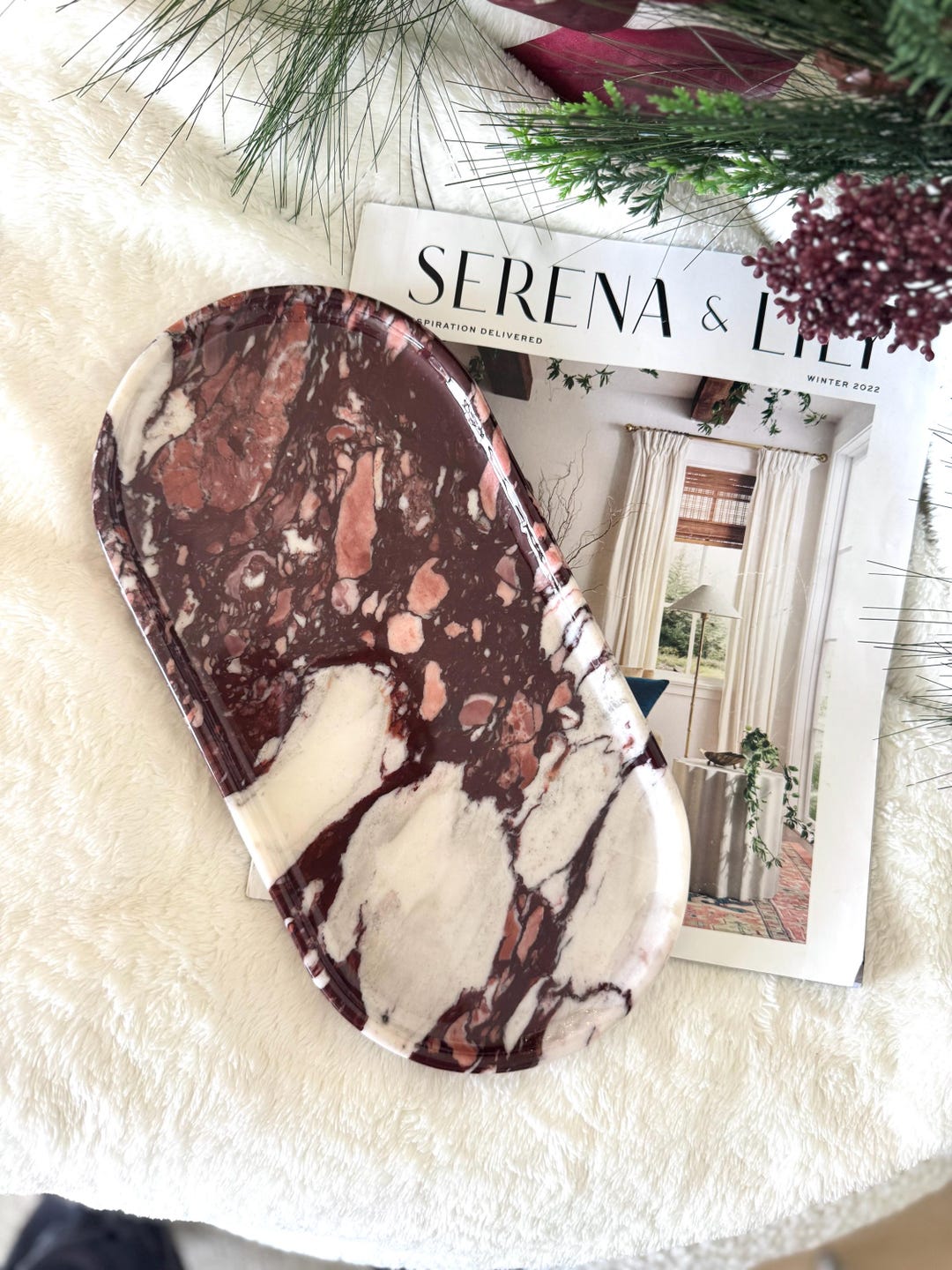 Viola Marble Coffee Table Tray , Jewelry Trinket Tray, Vanity Tray ...