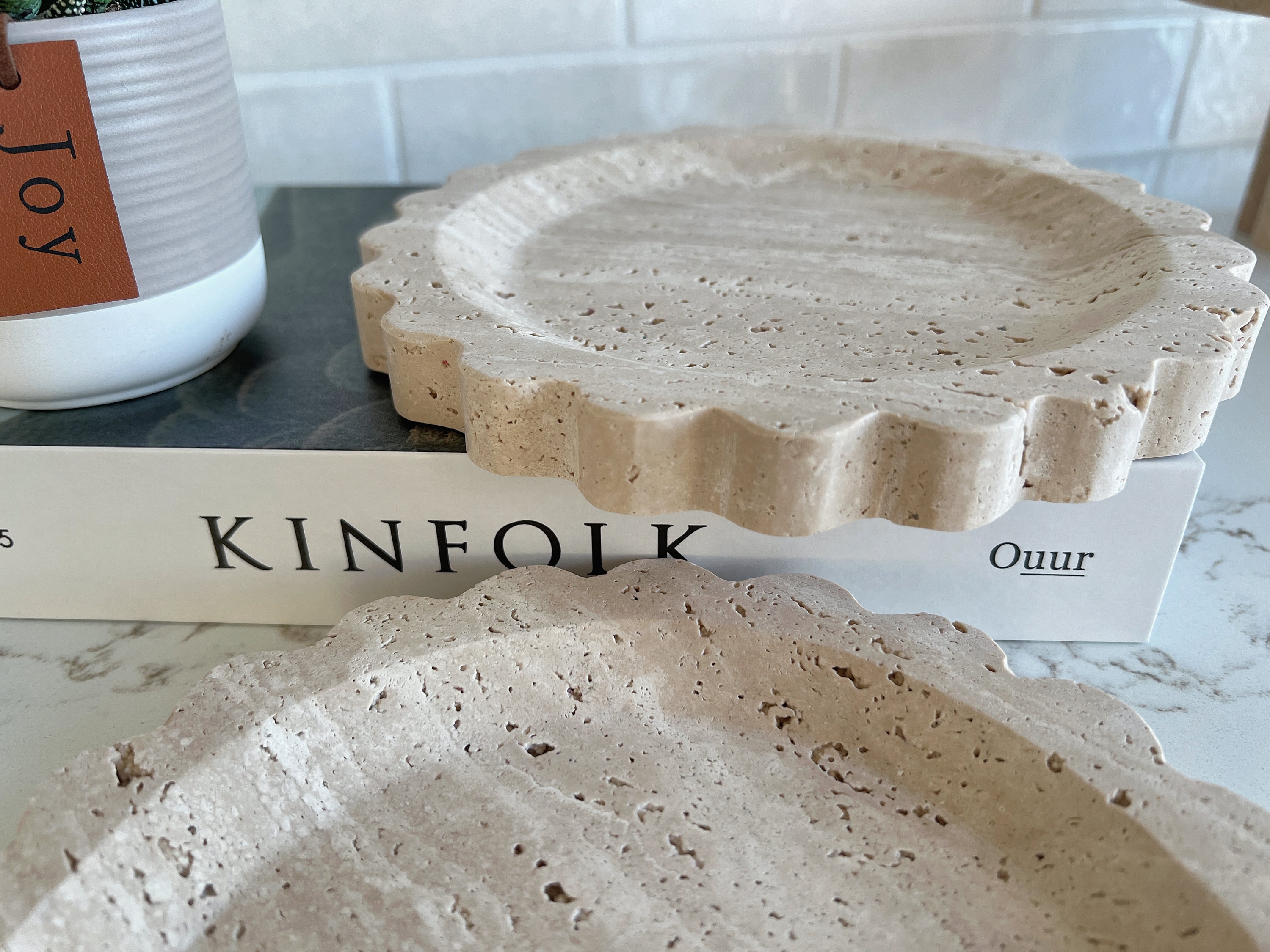 Travertine Scalloped Marble Tray on Coffee Table ,console Table Tray ...