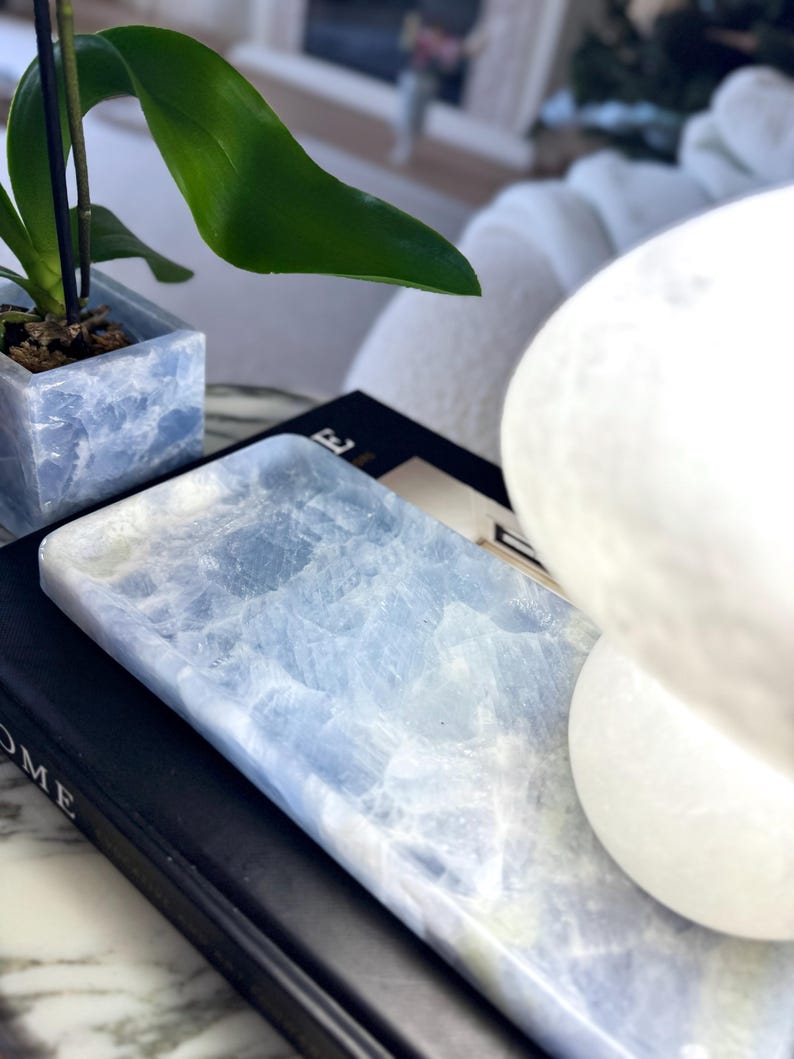 Crystal Sky Blue Marble Tray Coffee Console Table ,rare Slab, Jewelry ...