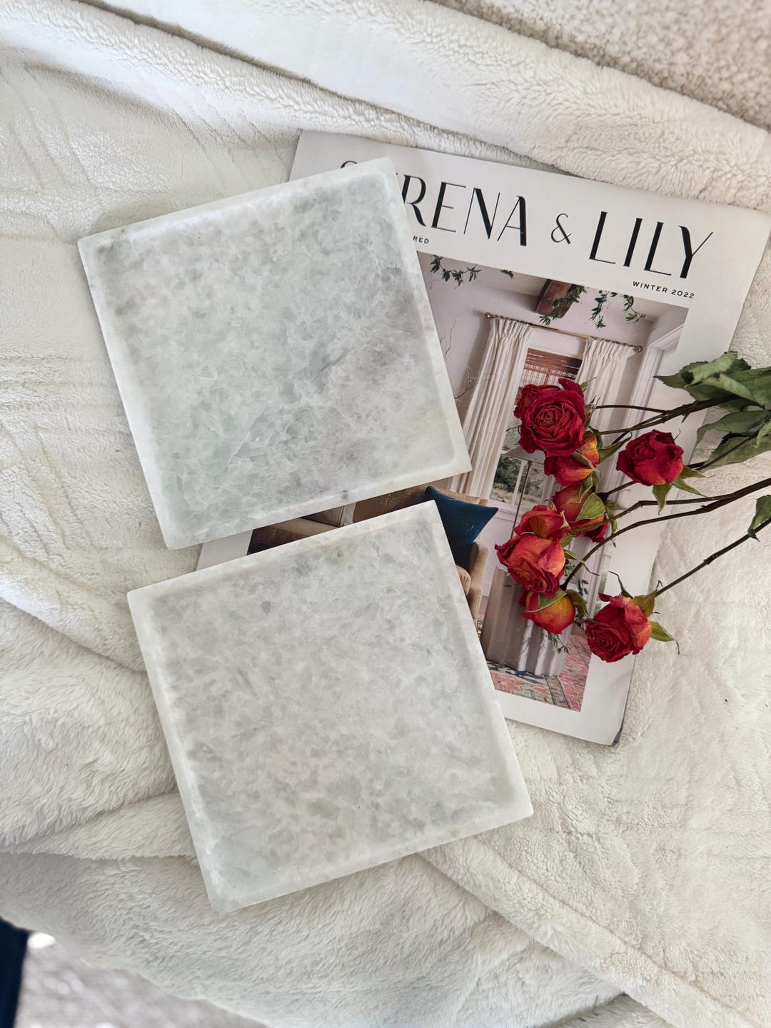 Light Blue Crystal Marble Coffee Table Tray Jewelry Tray, Vanity Tray ...