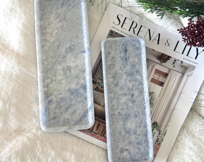 Crystal Blue Marble Table Tray , Jewelry Trinket Tray ,bathroom ...