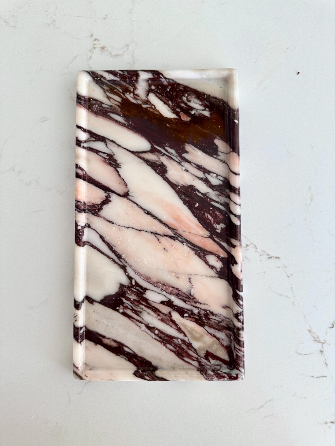 Viola Marble Coffee Table Tray , Jewelry Trinket Tray, Vanity Tray Oval ...