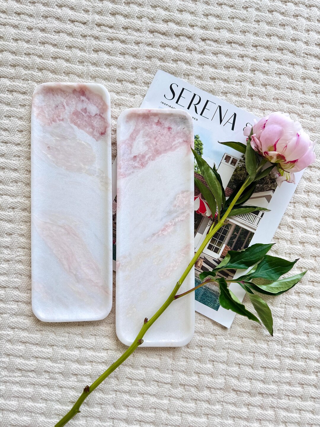 Pink Marble Coffee Table Tray Jewelry Trinket Catchall Bathroom ...