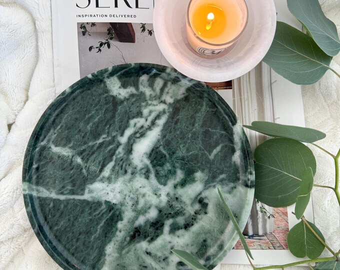 Round Marble Tray on Coffee Table Console Table Tray, VERDE ALPI ...