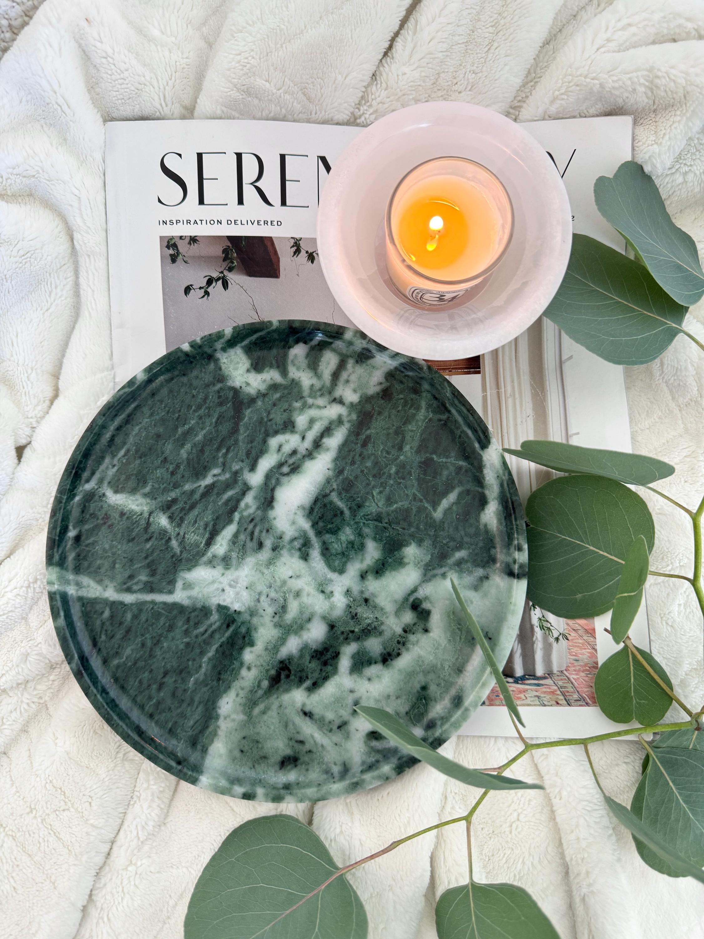 Round Marble Tray on Coffee Table Console Table Tray, VERDE ALPI ...
