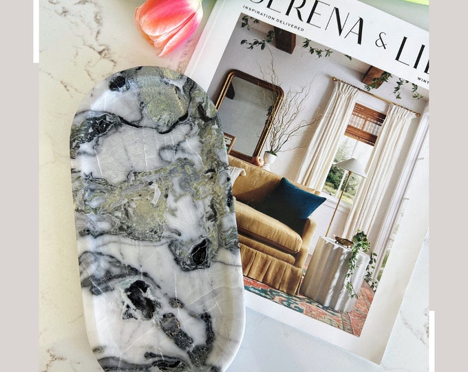 Marble Tray on Coffee Table Console Table Tray, Ice Green Marble Vanity ...