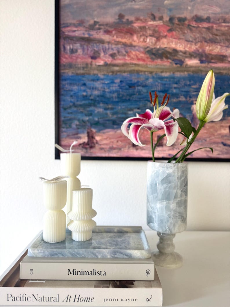 Crystal Sky Blue Marble Tray Coffee Console Table ,rare Slab, Jewelry ...
