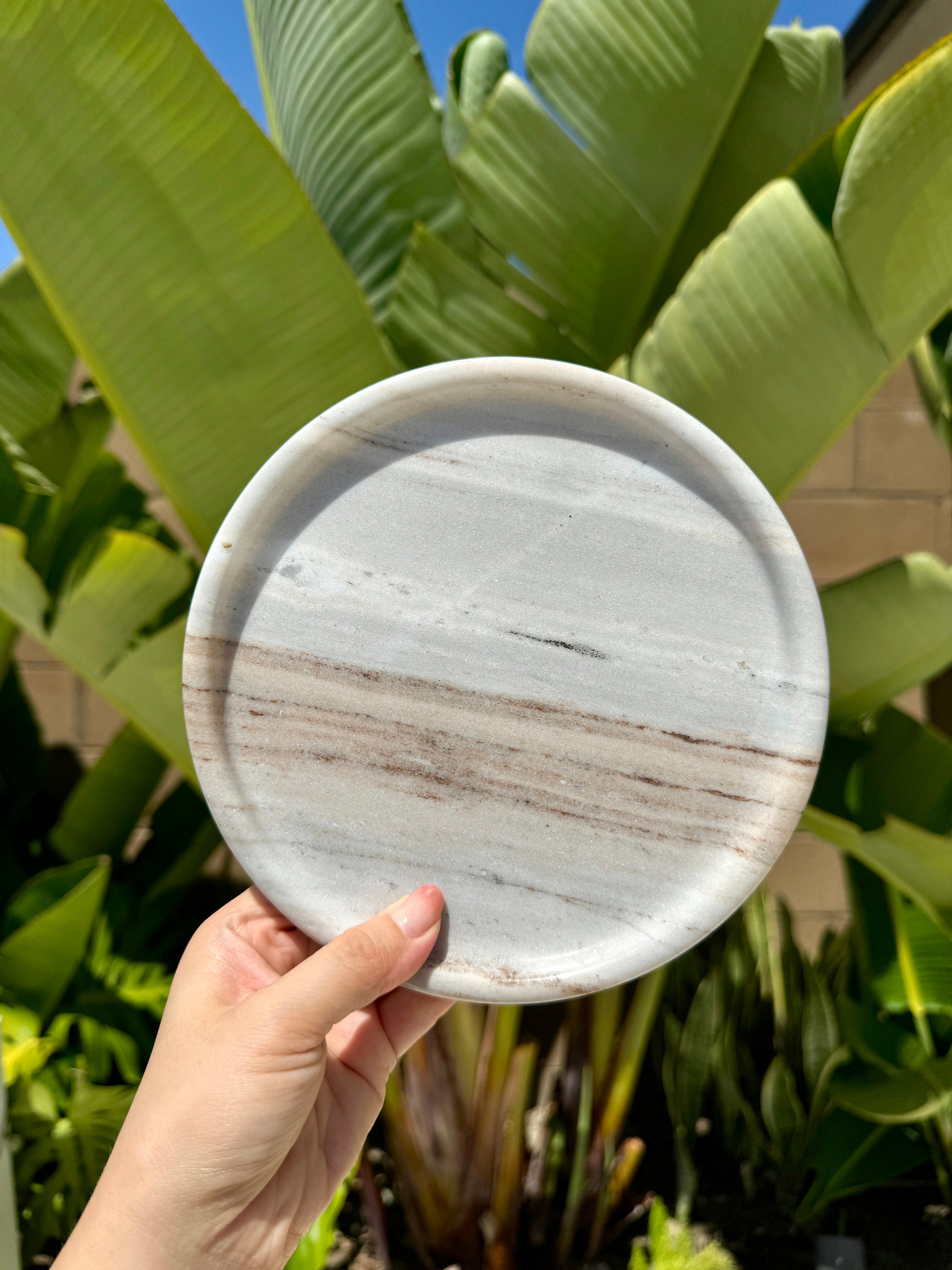 Round Marble Tray on Coffee Table Console Table Jewelry Trinket Tray ...