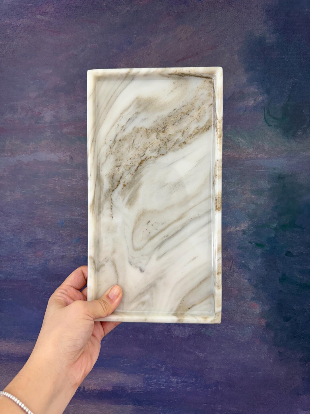 Rectangle Marble Tray Coffee Console Table ,jewelry Trinket Tray ...