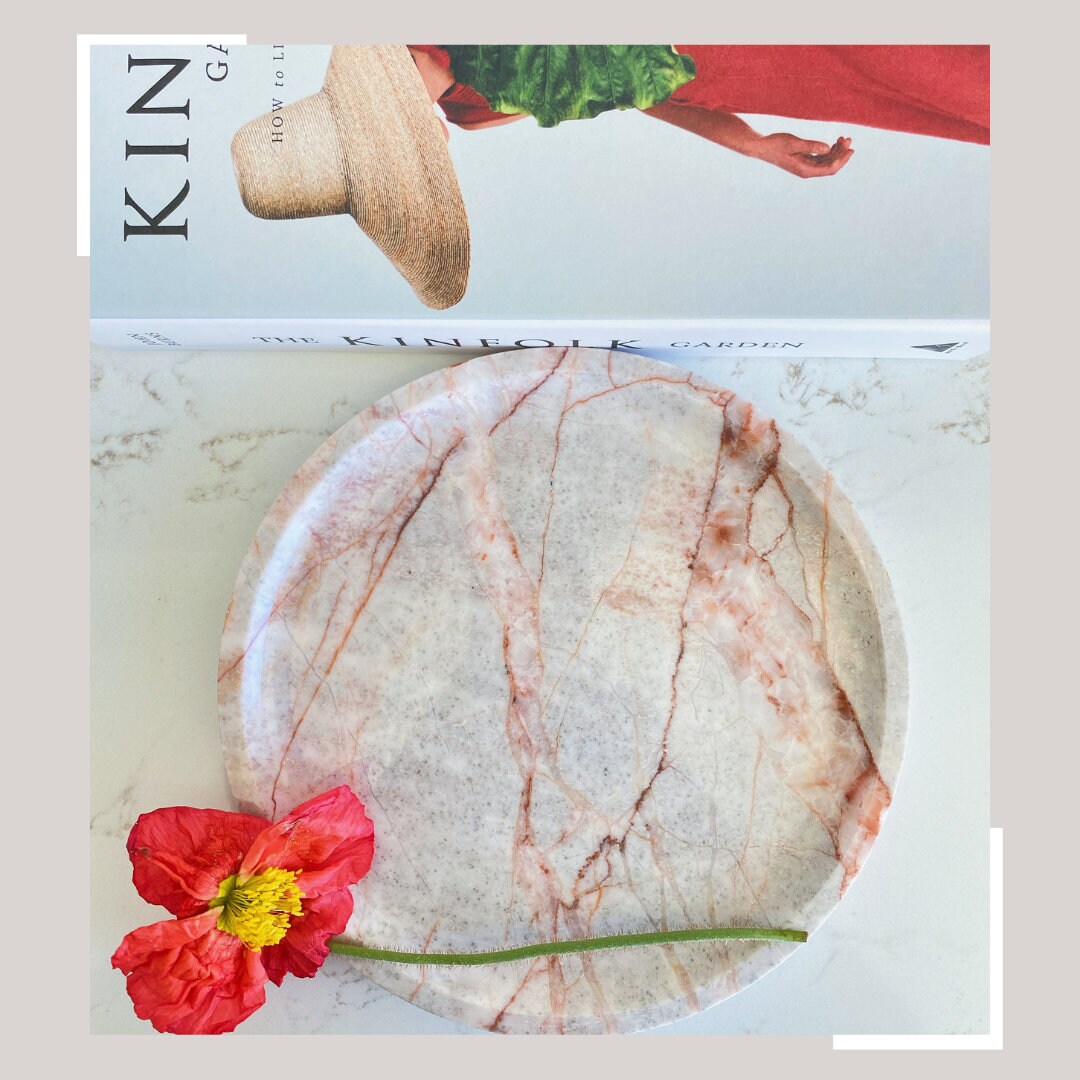 Round Red Marble Serving Tray, Jewelry Trinket Tray Perfume Tray ...