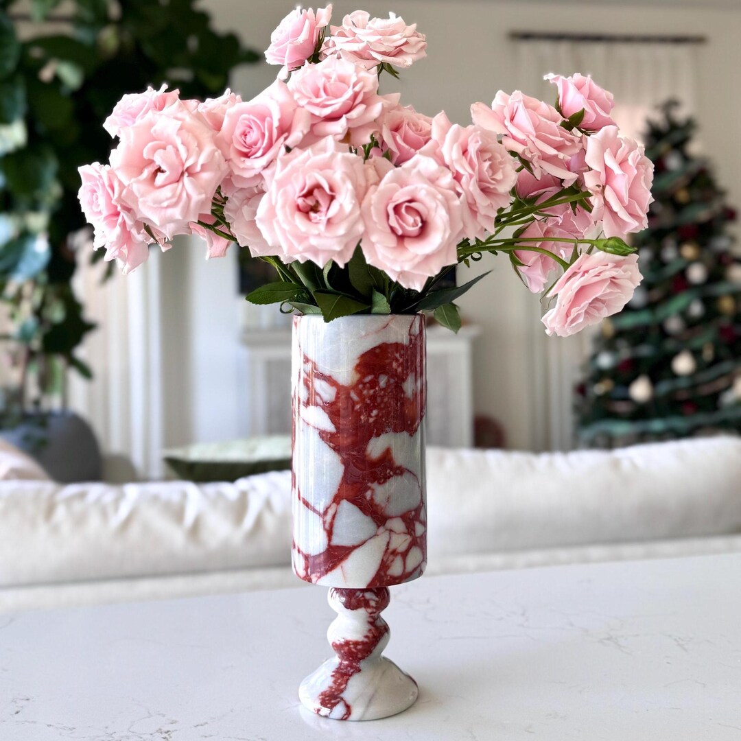 Modern Marble Flower Vase - Elegant Stone Decor for Coffee Table or ...