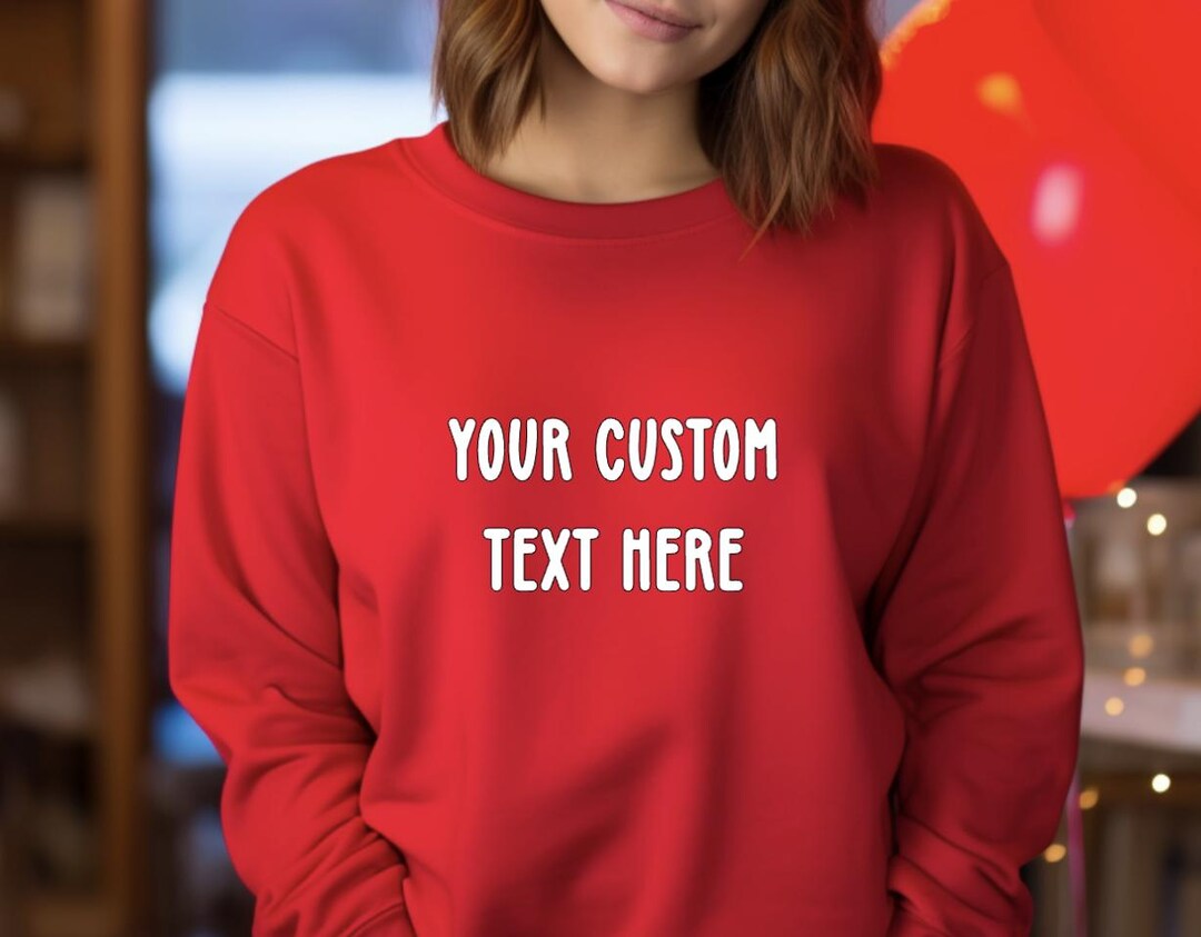 Custom Text Shirt: Personalized 100% Cotton Long Sleeve or Crewneck - Etsy