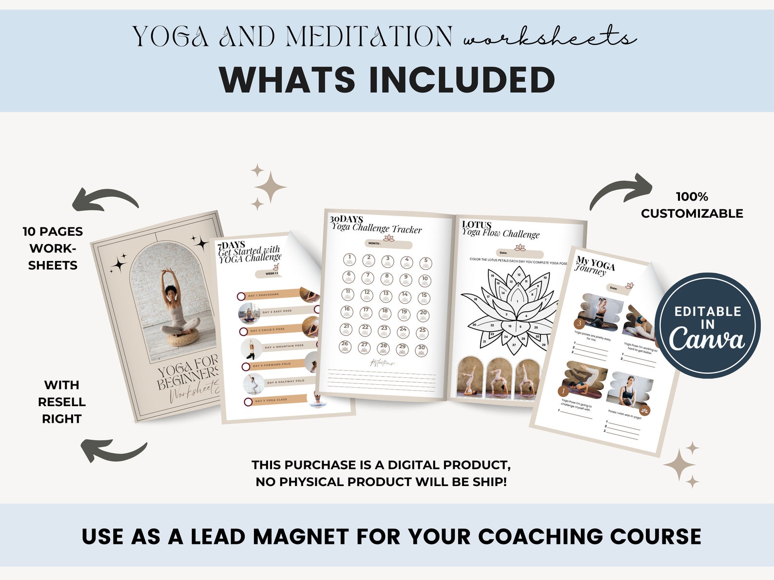 PLR Yoga Worksheet, Brandable, Printable Workbook, Coaching Program ...
