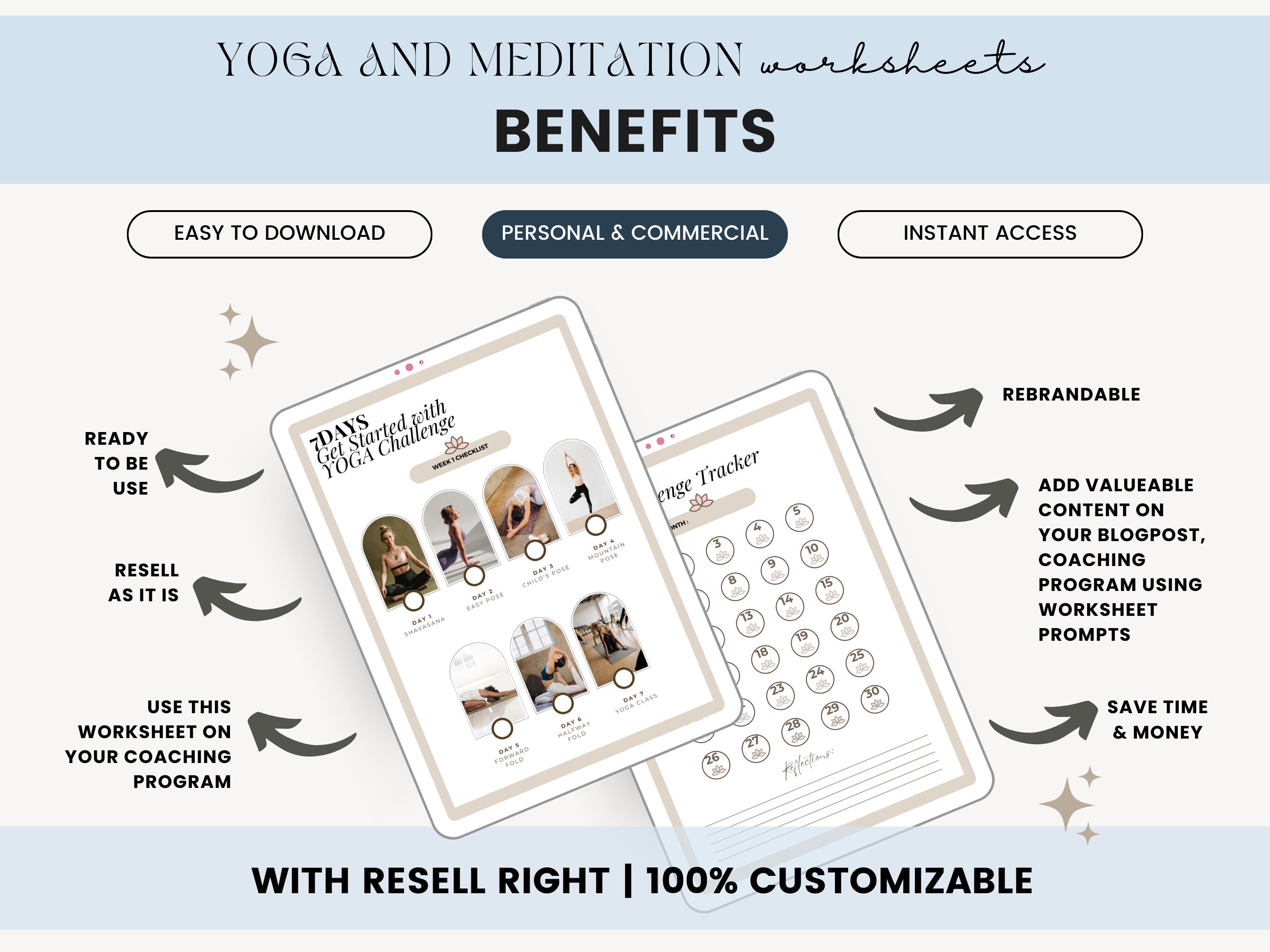 PLR Yoga Worksheet, Brandable, Printable Workbook, Coaching Program ...