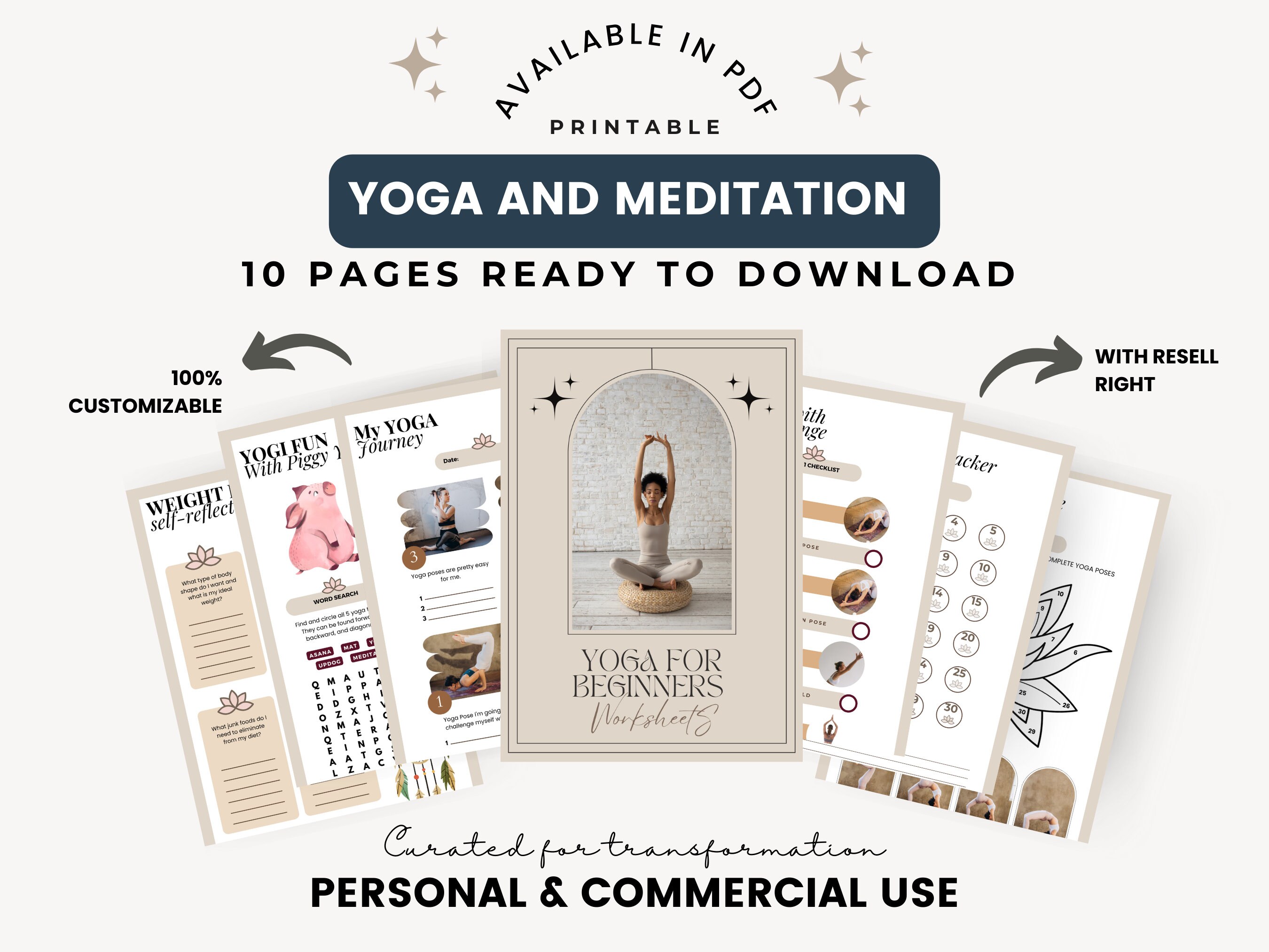 PLR Yoga Worksheet, Brandable, Printable Workbook, Coaching Program ...