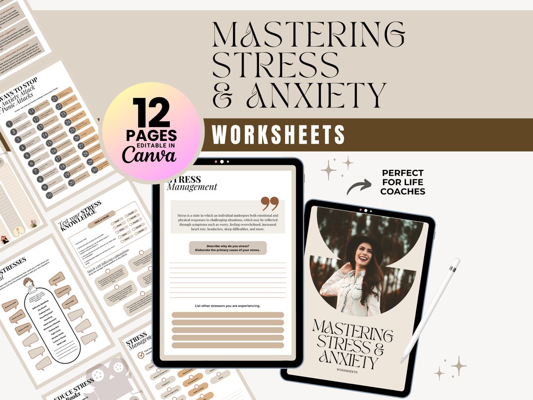 Printable Stress and Anxiety Worksheets, Done for You Course, Brandable ...