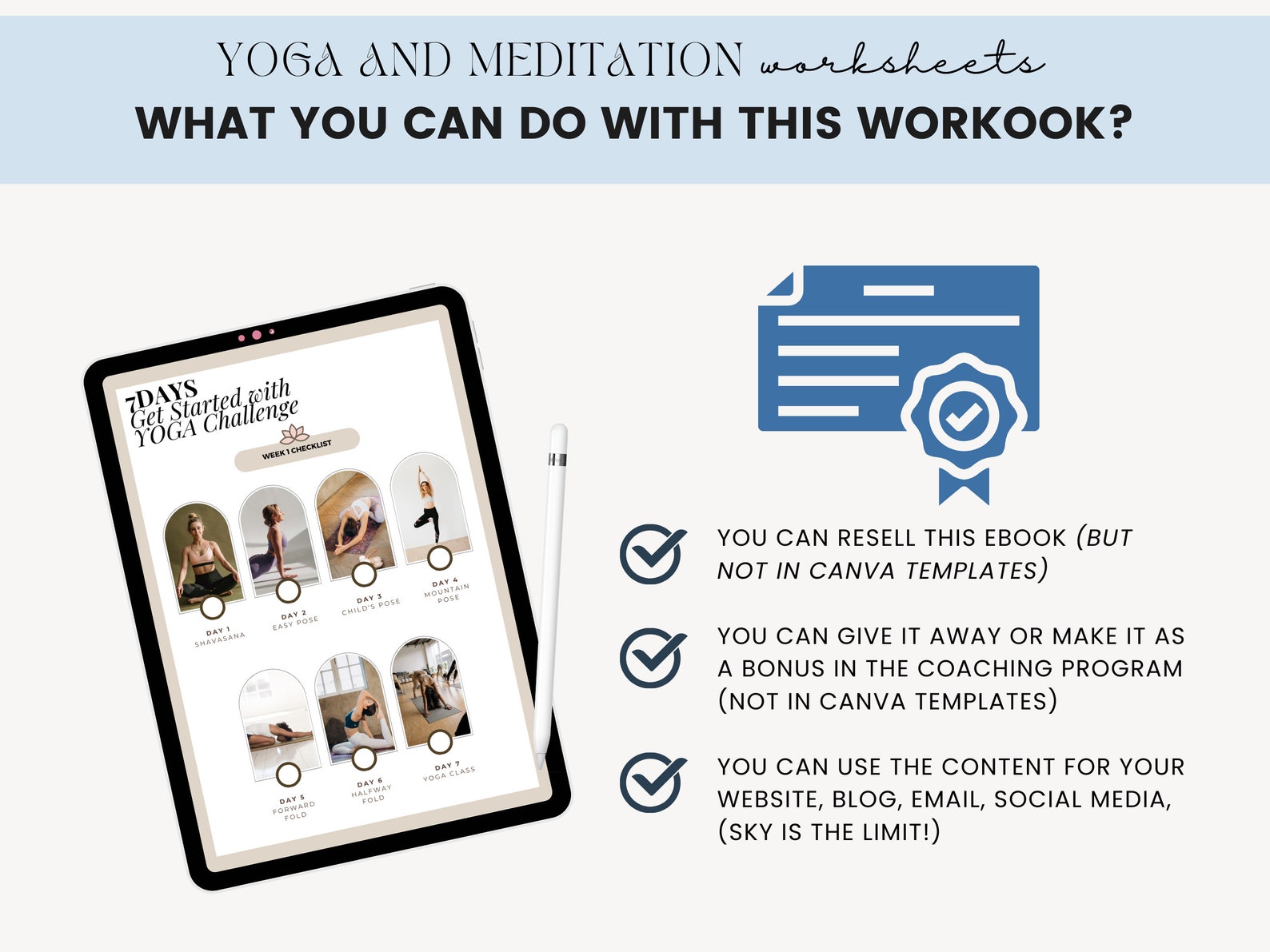 PLR Yoga Worksheet, Brandable, Printable Workbook, Coaching Program ...
