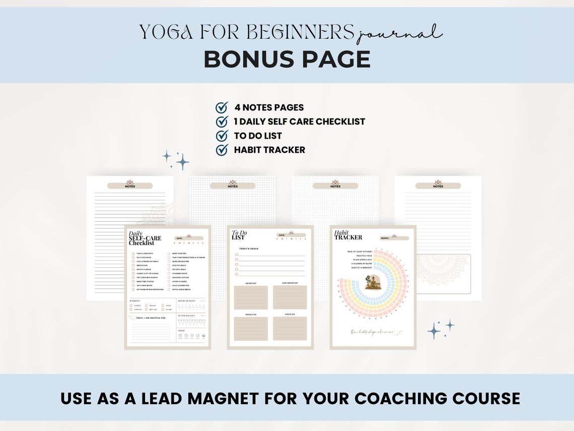 Printable Yoga and Meditation Journal With Prompts, Brandable Coaching ...