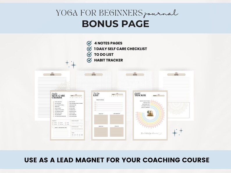 Printable Yoga and Meditation Journal With Prompts, Brandable Coaching ...